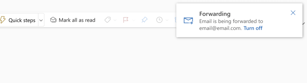 How to Disable Outlook Email Forwarding Notification - Proper Sky