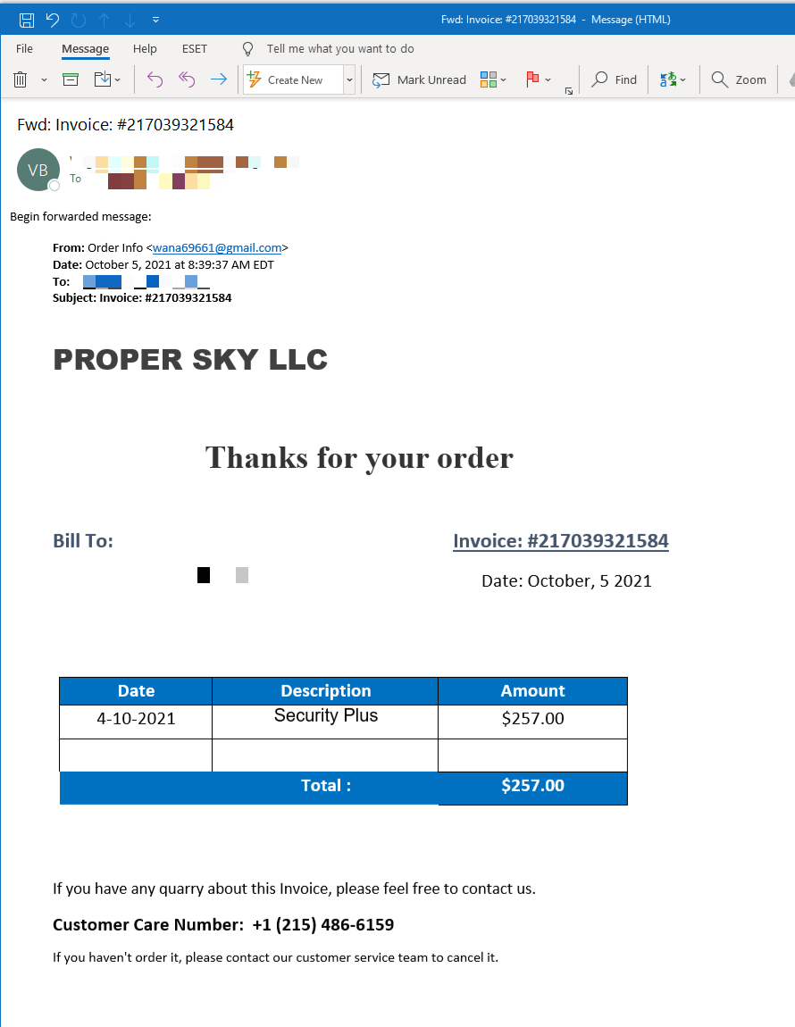 Proper Sky Fake Invoices Scam - Proper Sky